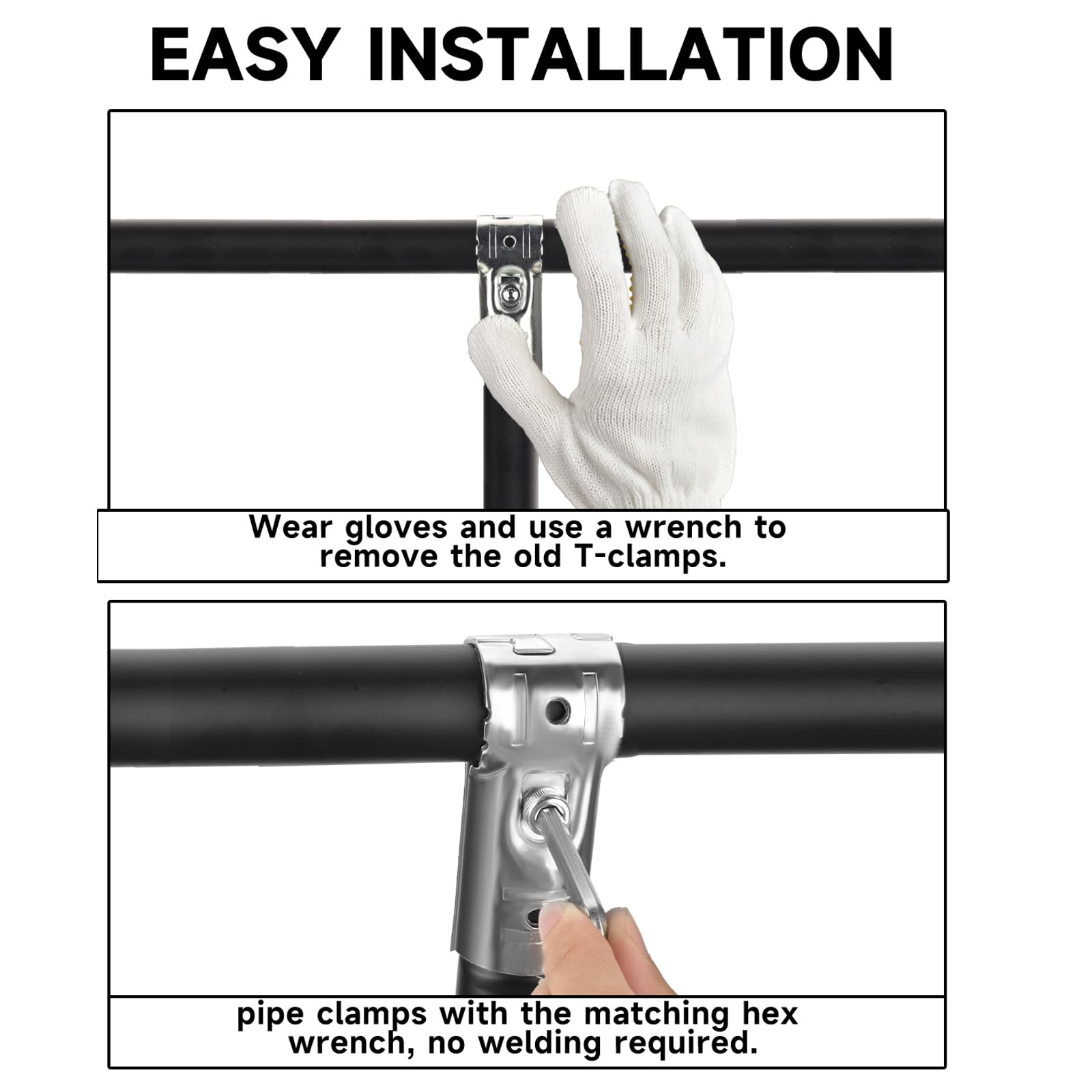 Snapklik.com : 12 Sets 1 Inch T Pipe Clamp, Cold Rolled Steel Connector ...