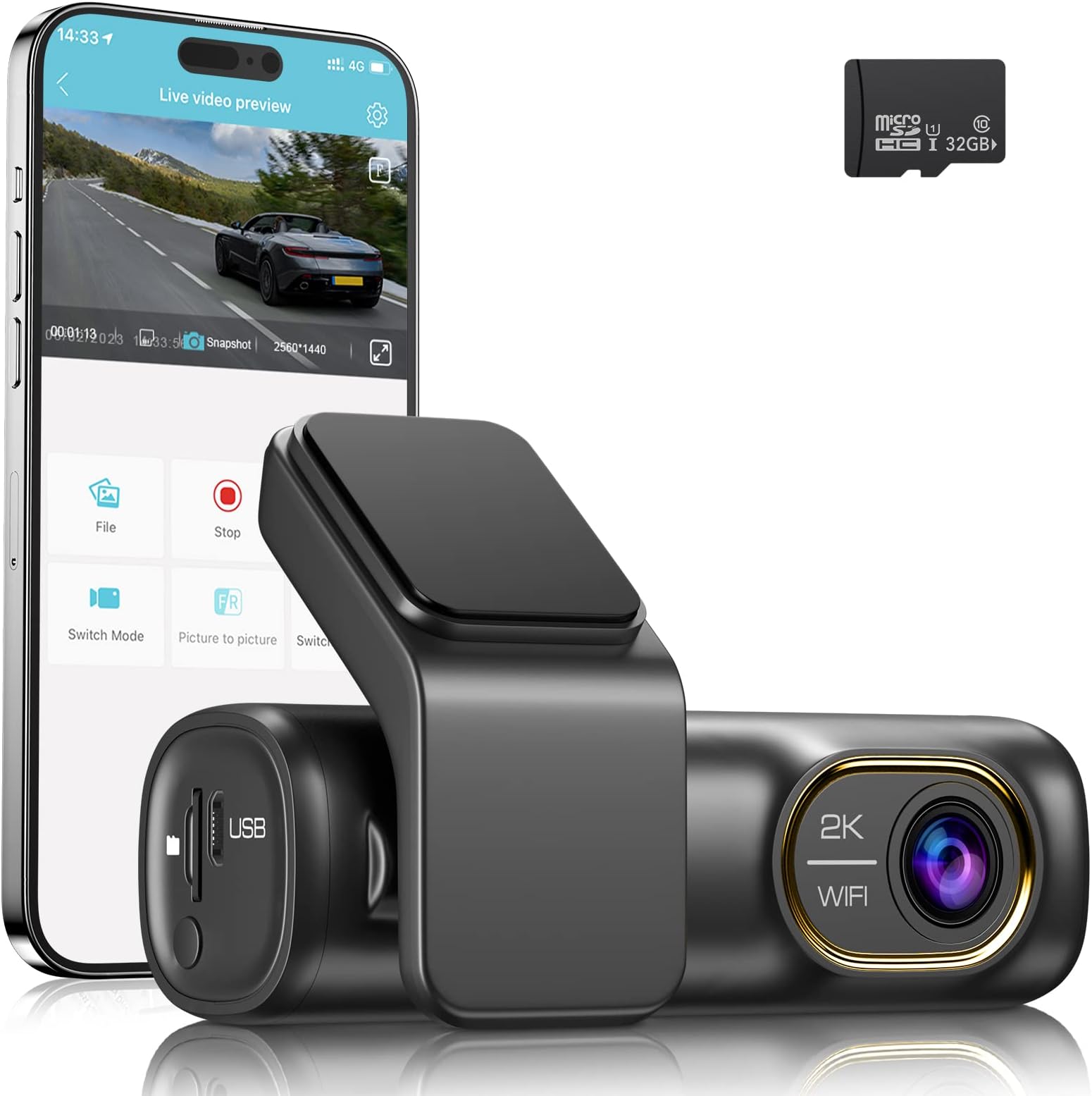 Amazon.com: Sarmert 2K Dash Cam Front with 32GB SD Card, 2560P Car Dash ...