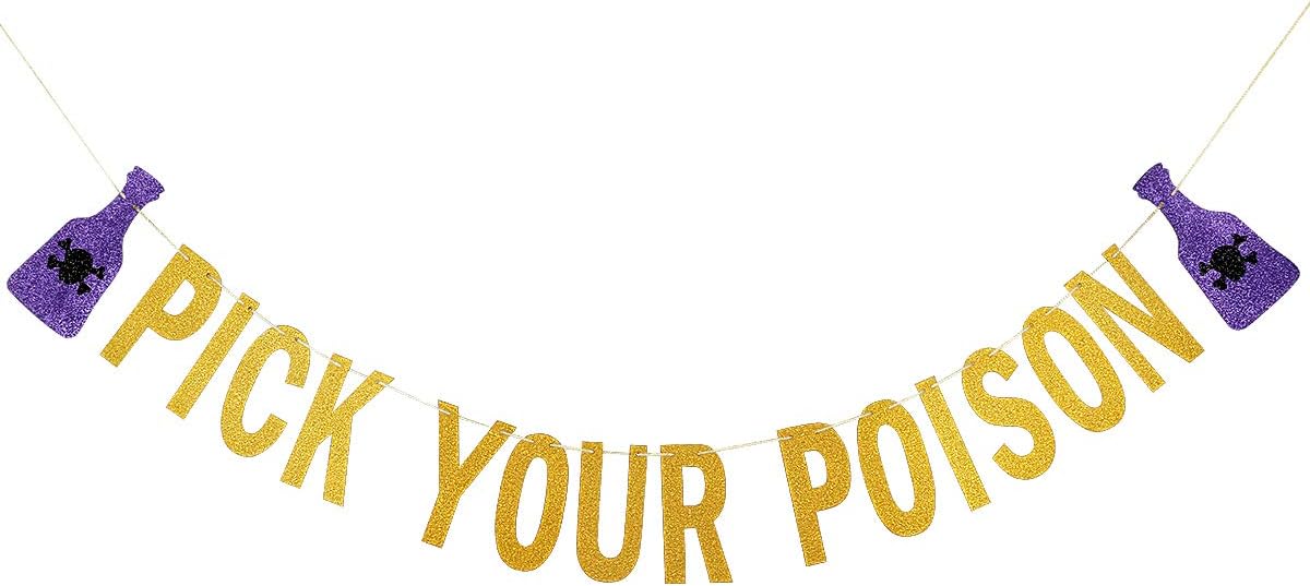 Amazon.com: Gold Glitter Pick Your Poison Banner Potion Bar Banner ...