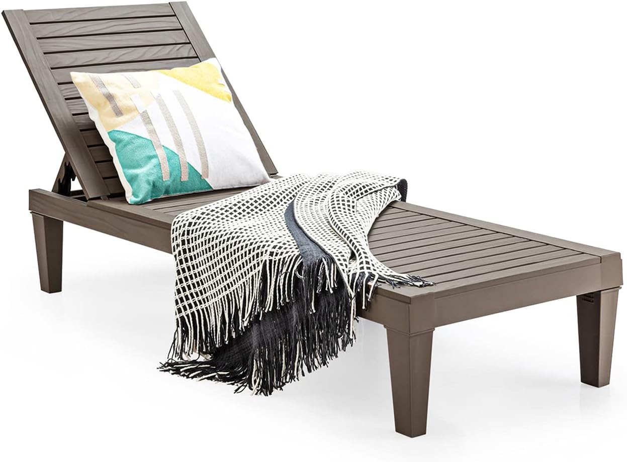 Multigot Chaise Plastic Recliner, Outdoor Sun Lounger with 5 Adjustable ...