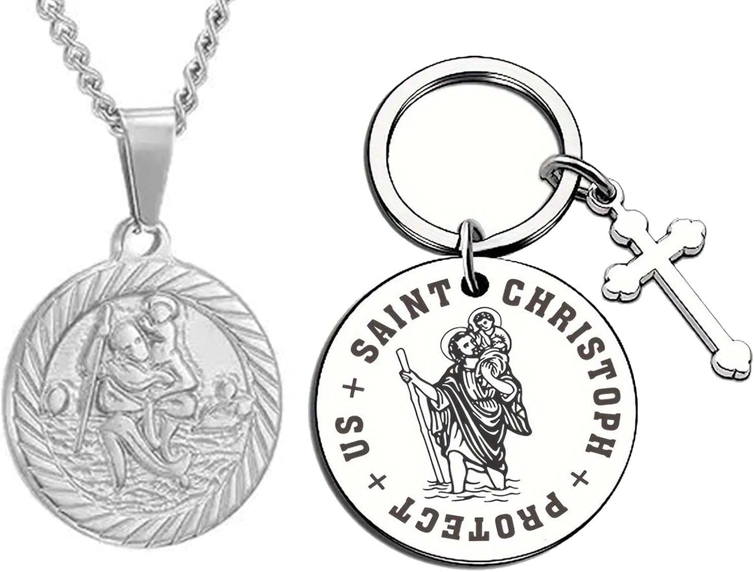 2PCS St Christopher Pendant, St Christopher Keyring, St Christopher ...