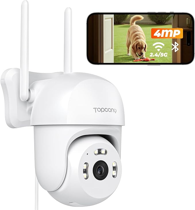 Amazon.co.jp: 【2025最新 Bluetoothペアリング】防犯カメラ 屋外 ワイヤレス Topcony 2.4G/5GWiFi対応 400万高画素 自動追尾 PTZ首振り パン ...