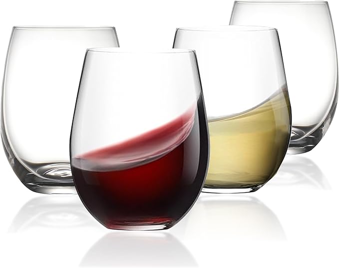 Amazon.com | Stemless Wine Glass, Red & White 15oz Stemless Wine Glass ...