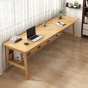 Amazon.com: NELYE Extra Long Desk with Bookshelf - 71" Wooden Home ...