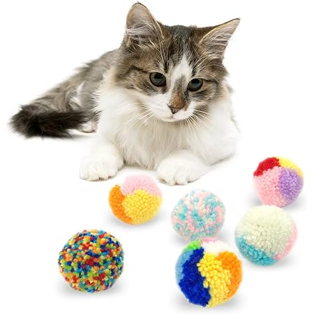 Amazon.com : 20 Pcs Christmas Cat Ball Toy Kitty Yarn Puffs Assorted ...