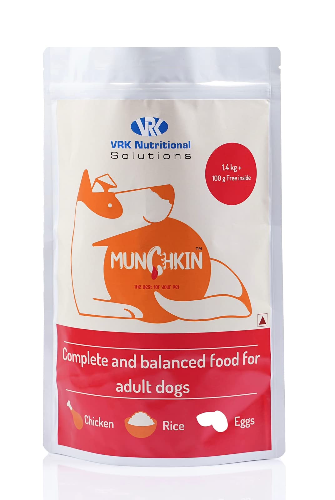 Buy MUNCHKIN Pet Food Adult Dogs - Chicken, Rice, Eggs - 1.4 kgs + 100 ...