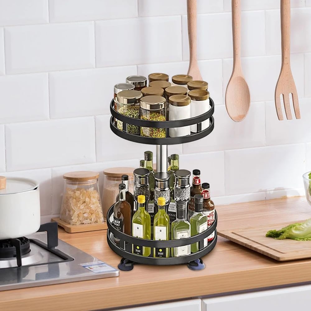 Amazon.com: Fayoo Lazy Susan Organizer 2 Tier Rotating Spice Rack 360 ...