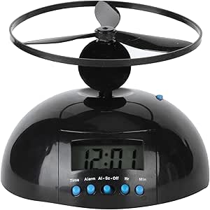 Alarm Clock, Flying Clock Mini Round Propeller Alarm Clock LCD Display ...