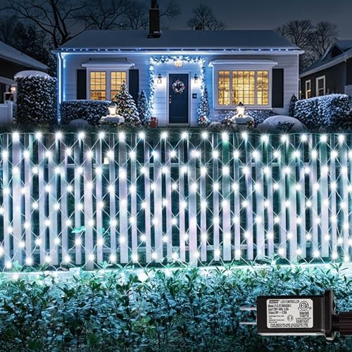 Clearzen 360 LED Net Lights 12FT x 5 FT Connectable Waterproof String ...