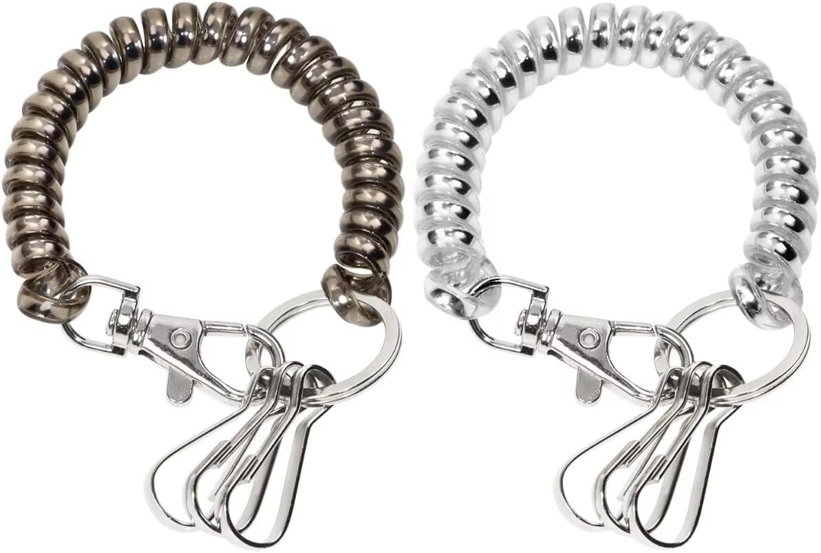 Amazon.com: Mini Skater 2Pcs Spiral Retractable Spring Coil Keychain ...