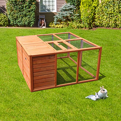 BUNNY BUSINESS Fully Folding Sheltered Rabbit Run Hutch, 48-inch (4ft ...