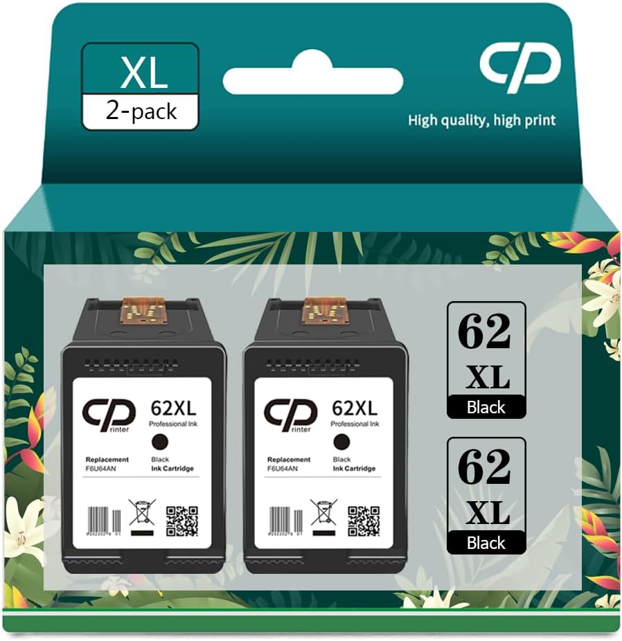 Amazon.com: Paquete combinado de cartuchos de tinta 62XL de repuesto para HP Ink 62XL compatible ...