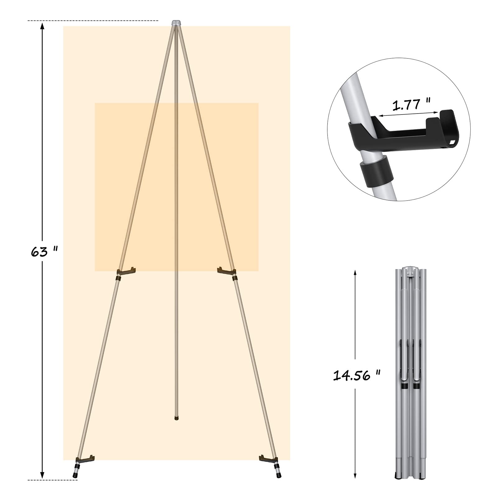 Display Artist Easel Stands - 63" Instant Tripod Collapsible Portable ...