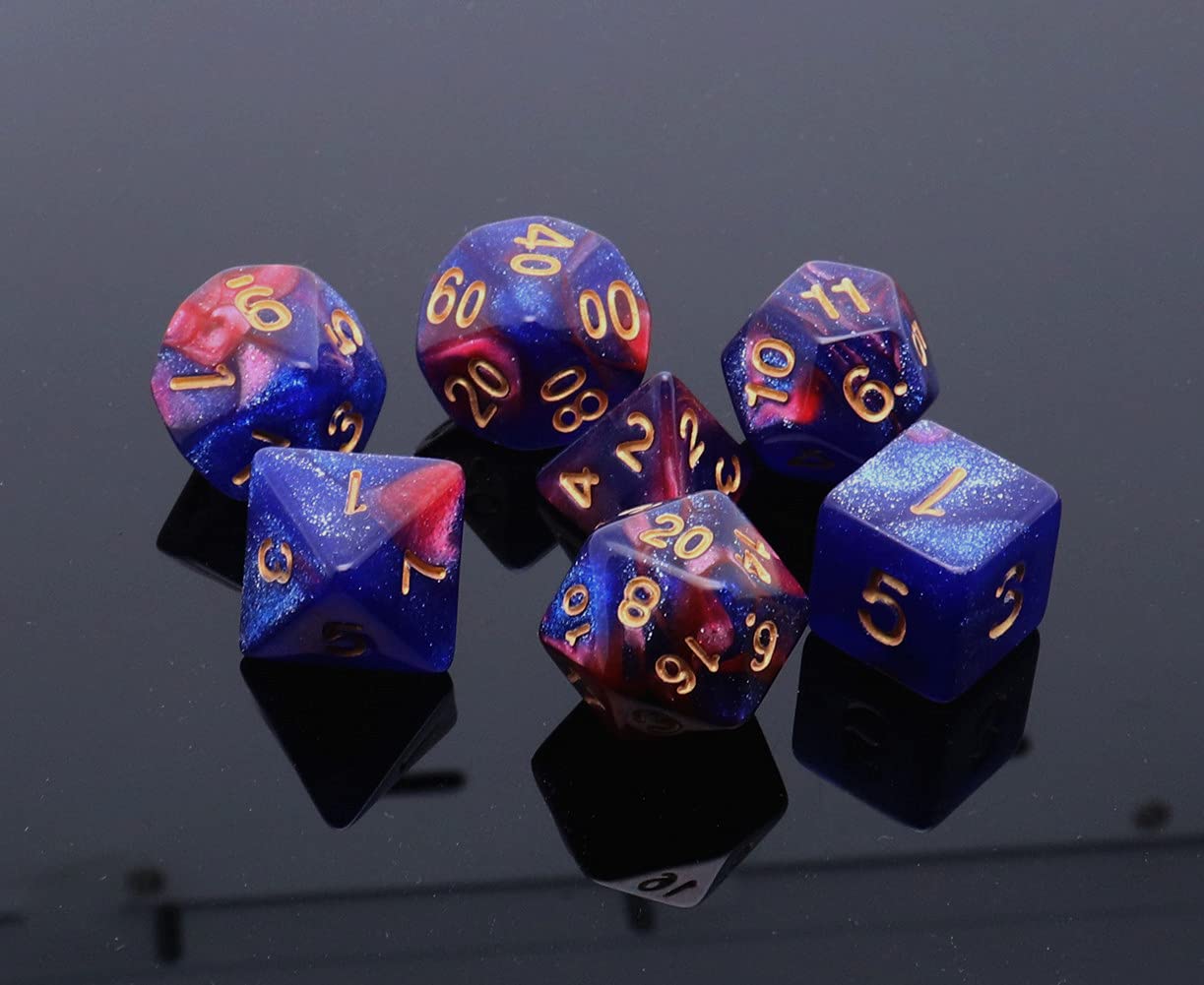 Snapklik.com : Blue Mix Red DND Glitter Dice Set For Dungeon And ...