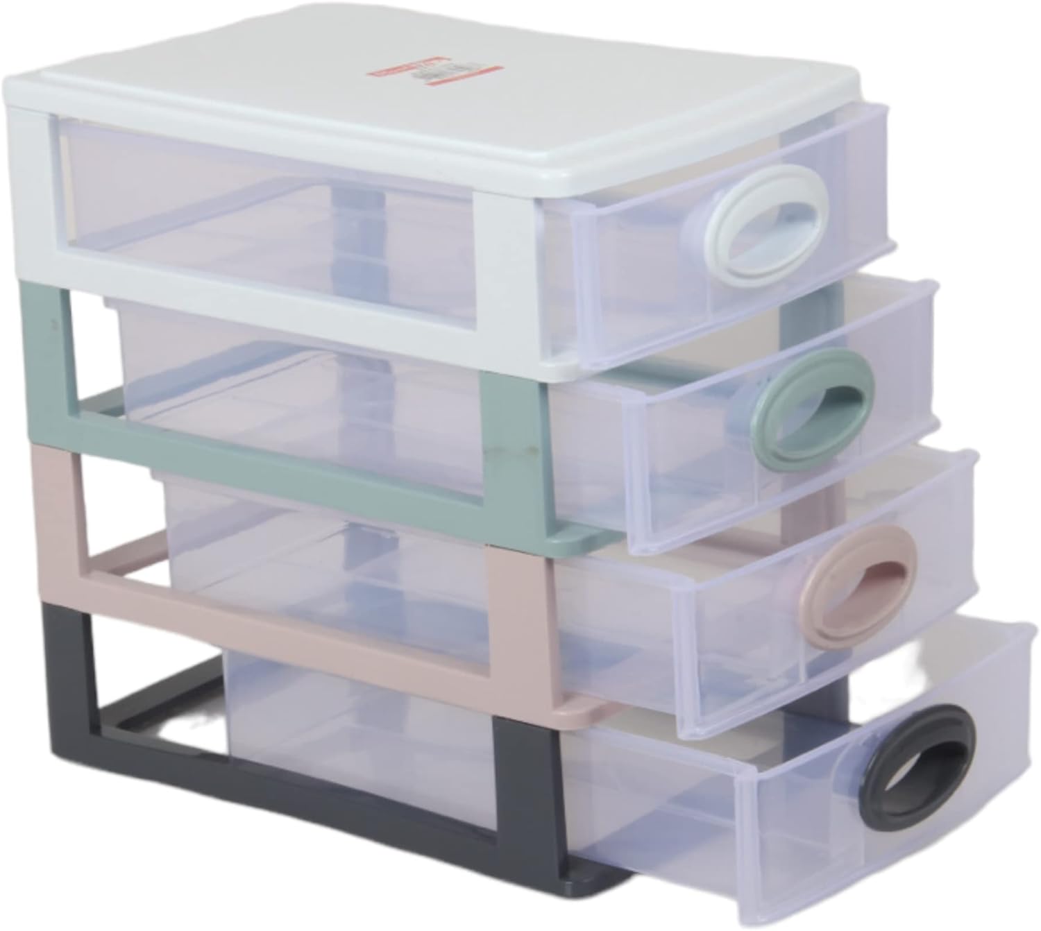 4 Tier Plastic Desktop Storage Unit with Drawers. Transparent Mini ...