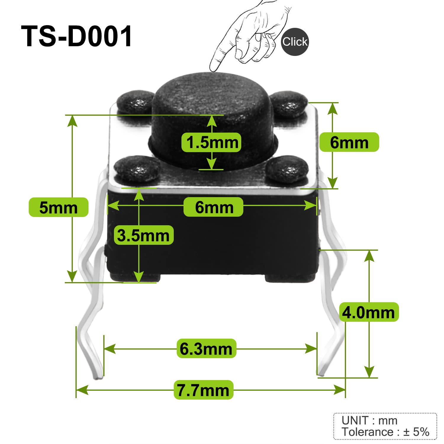 Snapklik.com : Chanzon Tactile Tact Push Button Switch 6x6 X5mm Micro ...