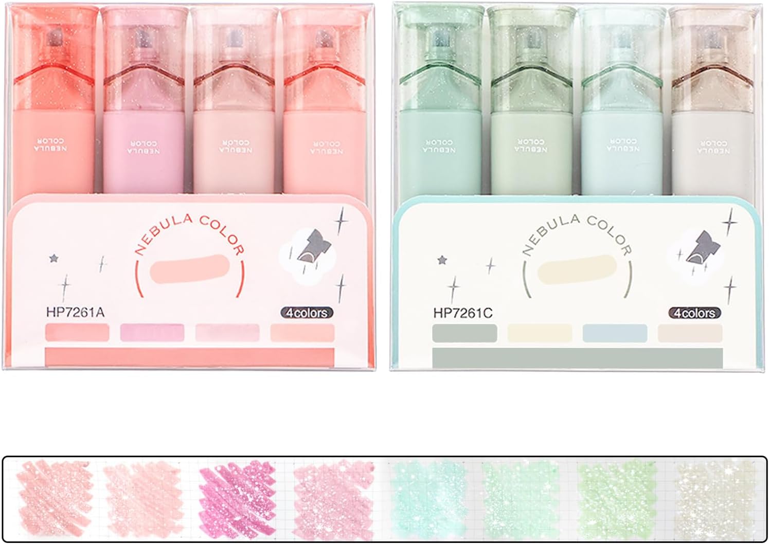 Okdance 8Pcs Glitter Highlighters Markers Pink Blue Series Glitter ...