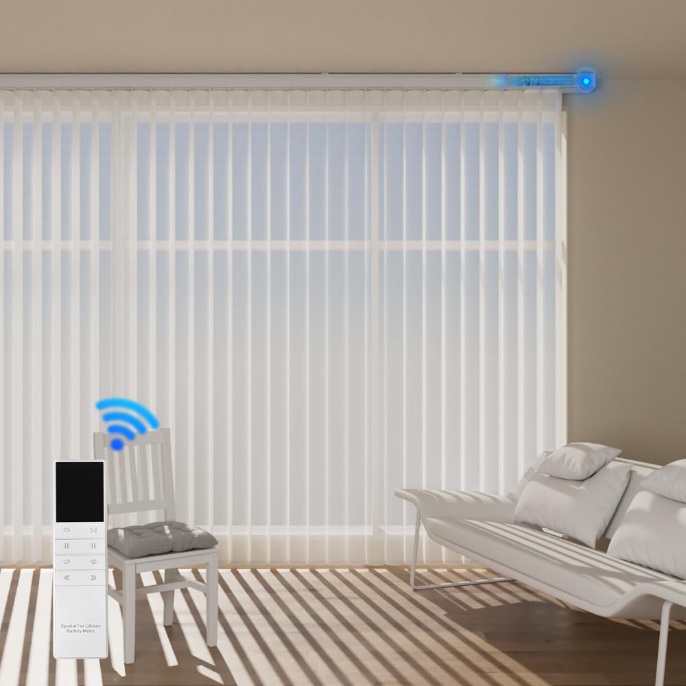 Amazon.com: Blindify Motorized Sheer Vertical Blinds with Remote, Light ...