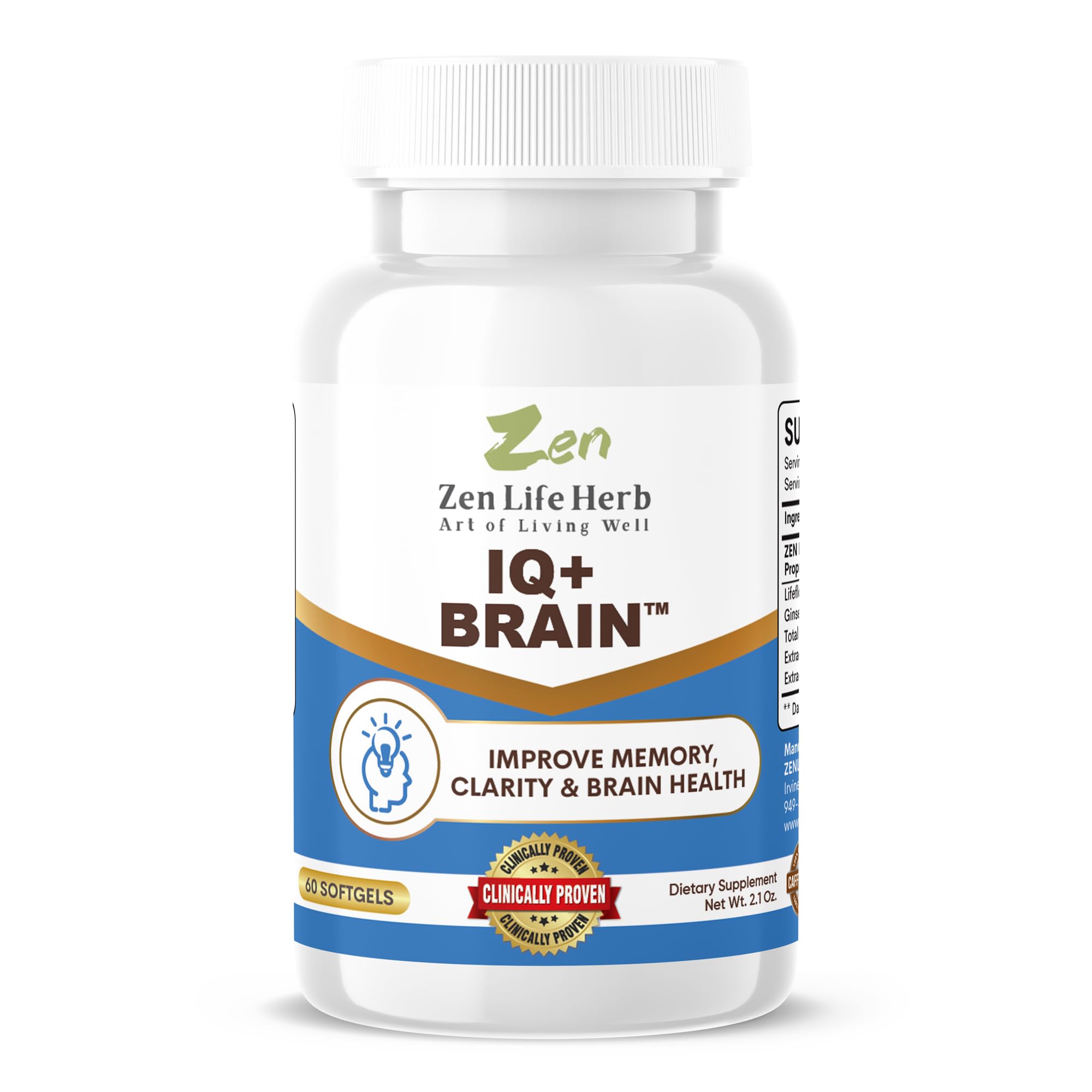 Amazon.com: ZEN LIFE HERB IQ+ Brain - Caffeine-Free, Clinically Tested ...