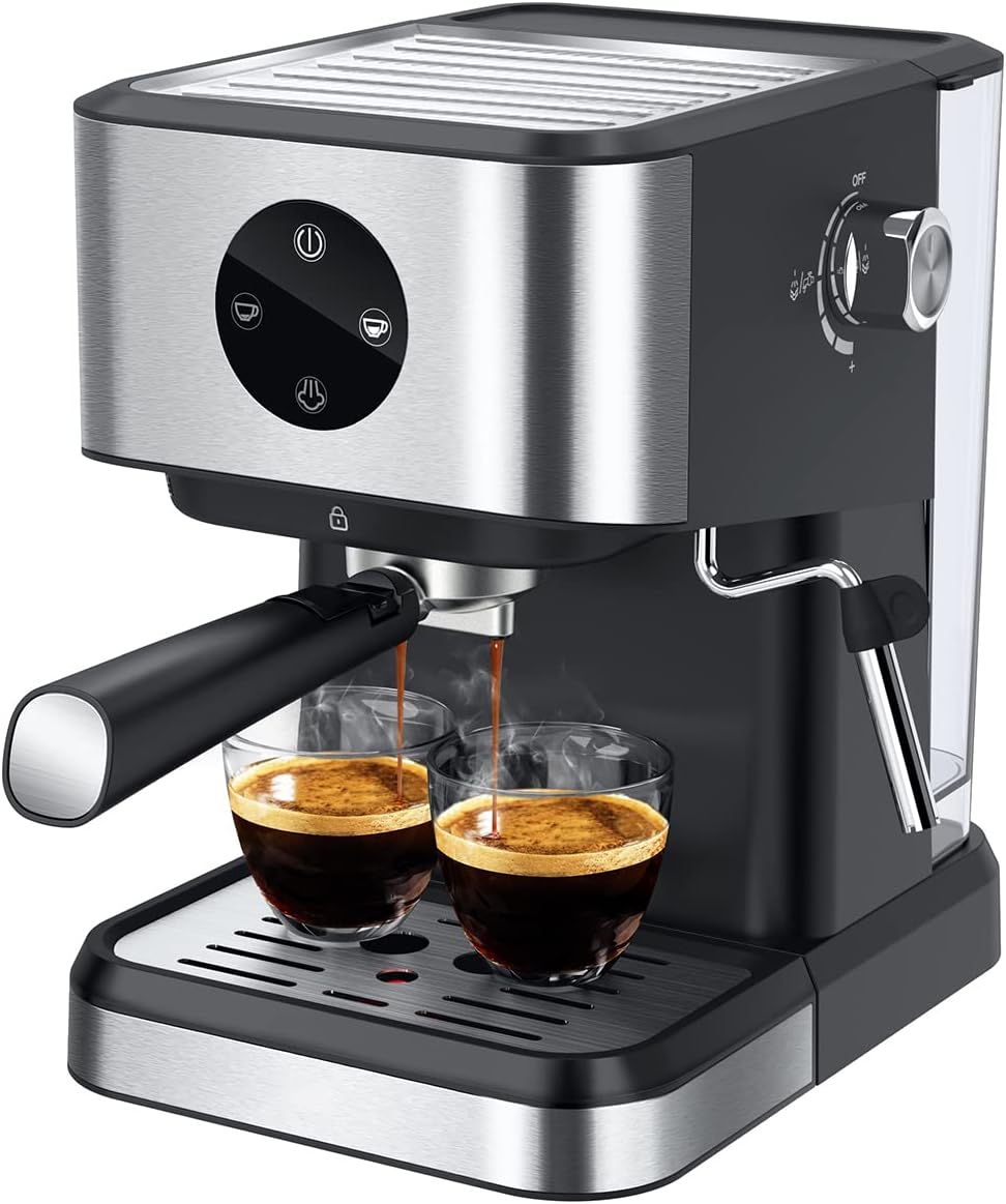 Amazon.com: IAGREEA 濃縮咖啡機 20 巴 專業濃縮咖啡機 附奶泡機 蒸汽棒 : 居家與廚房