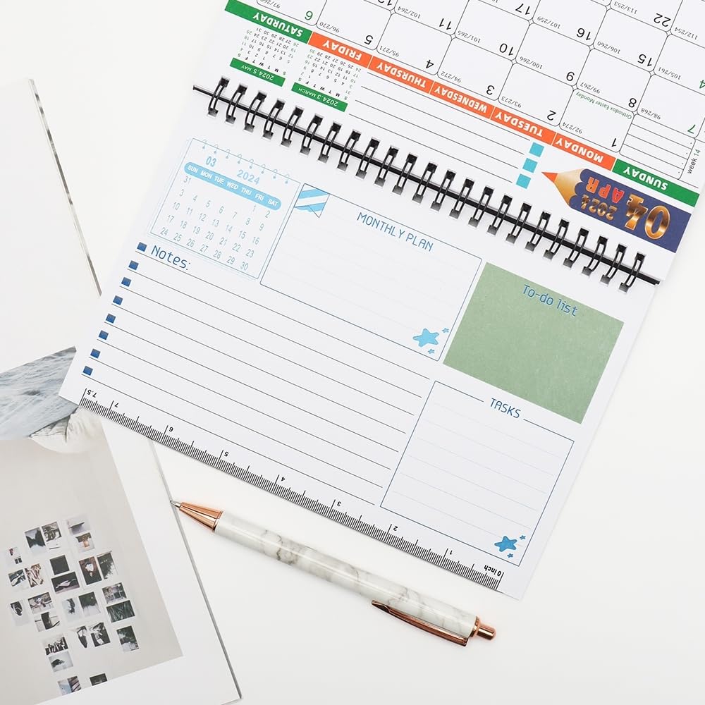 Snapklik.com : 2024 Desk Calendar Standing Flip Black Foldable Stand Up ...