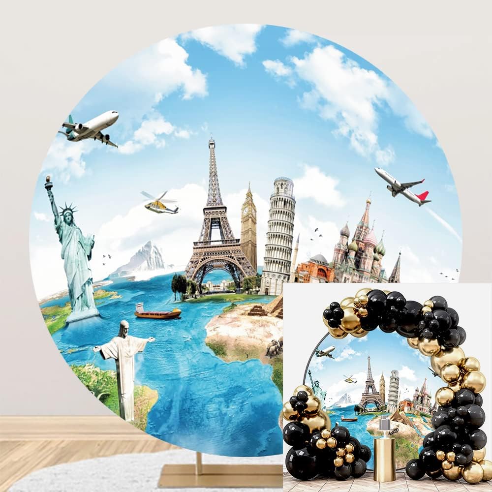 Amazon.com : Leyiyi 6x6ft Globe Travel Round Backdrop Cover Earth Map ...