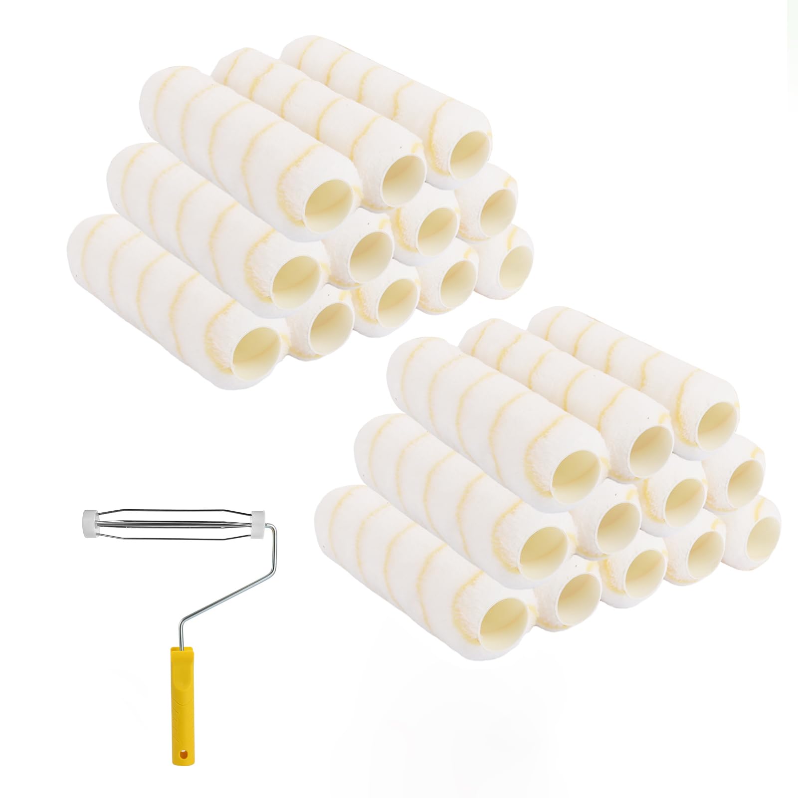 AHAQU 25PCS Paint Roller Sleeve, 9 Inch Microfiber Roller with Frame ...