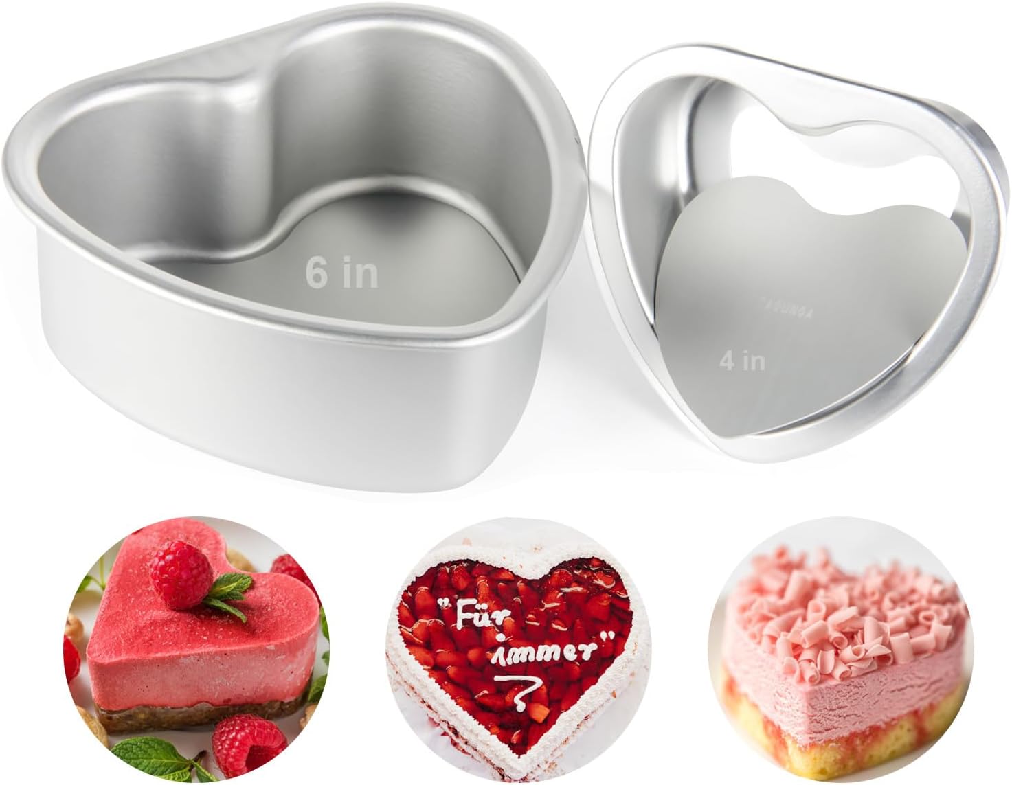 Amazon.com: MIENCA Heart Shape Aluminum Cake Pan, Titanium Coating, Non ...