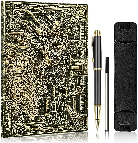 Amazon.com : DND Dragon Notebook 3D Embossed Leather Journal A5 Vintage ...