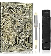 Amazon.com : LongLongJin Vintage Cat 3D Embossed Leather Notebook A5 ...