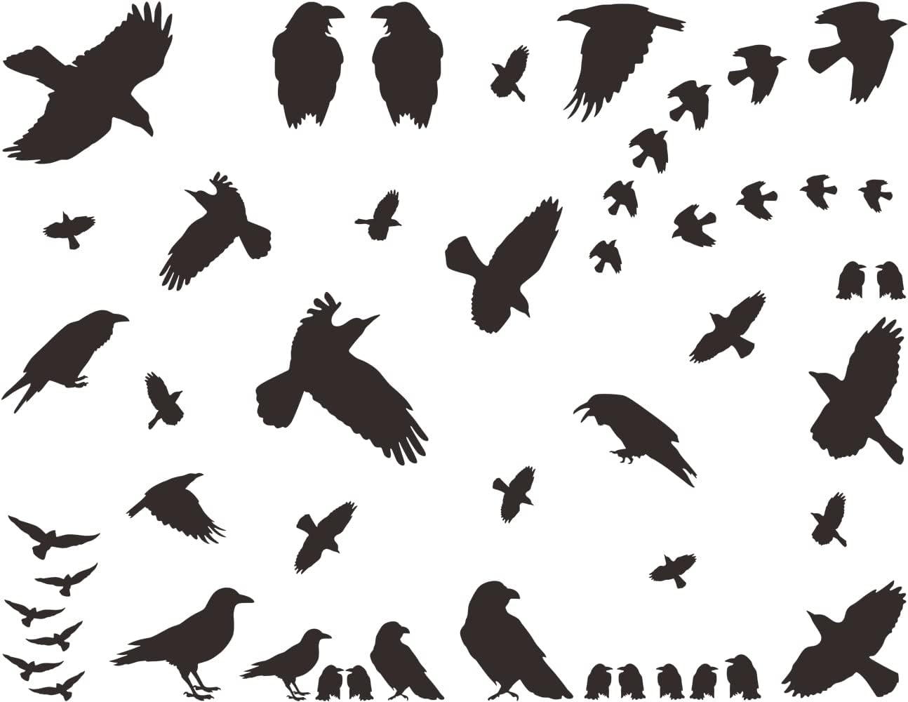 Amazon.com: Mozamy Creative Crow Wall Decals - Black Crows Decor for ...