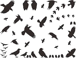 Amazon.com: Mozamy Creative Crow Wall Decals - Black Crows Decor for ...