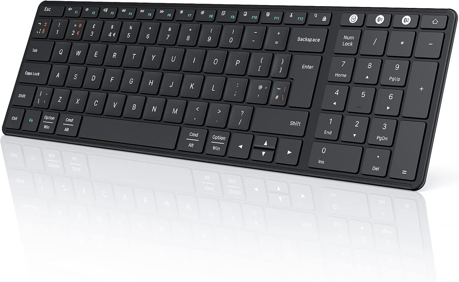 Bluetooth Keyboard, Multi-Device (BT1+BT2+USB) Wireless Keyboard for ...