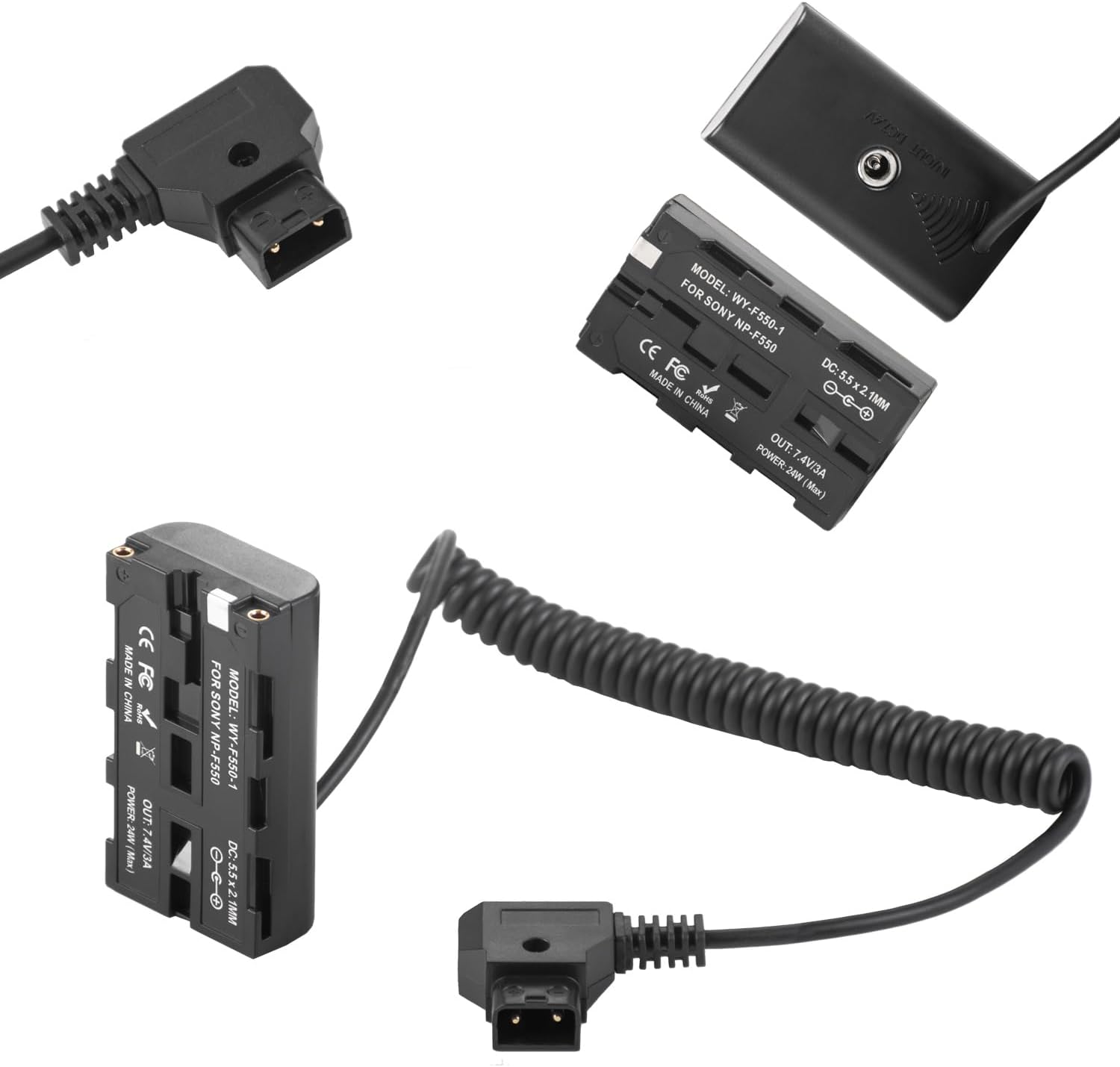 Amazon.com : D-Tap Coiled Power Cable to NP-F970 Dummy Battery ...