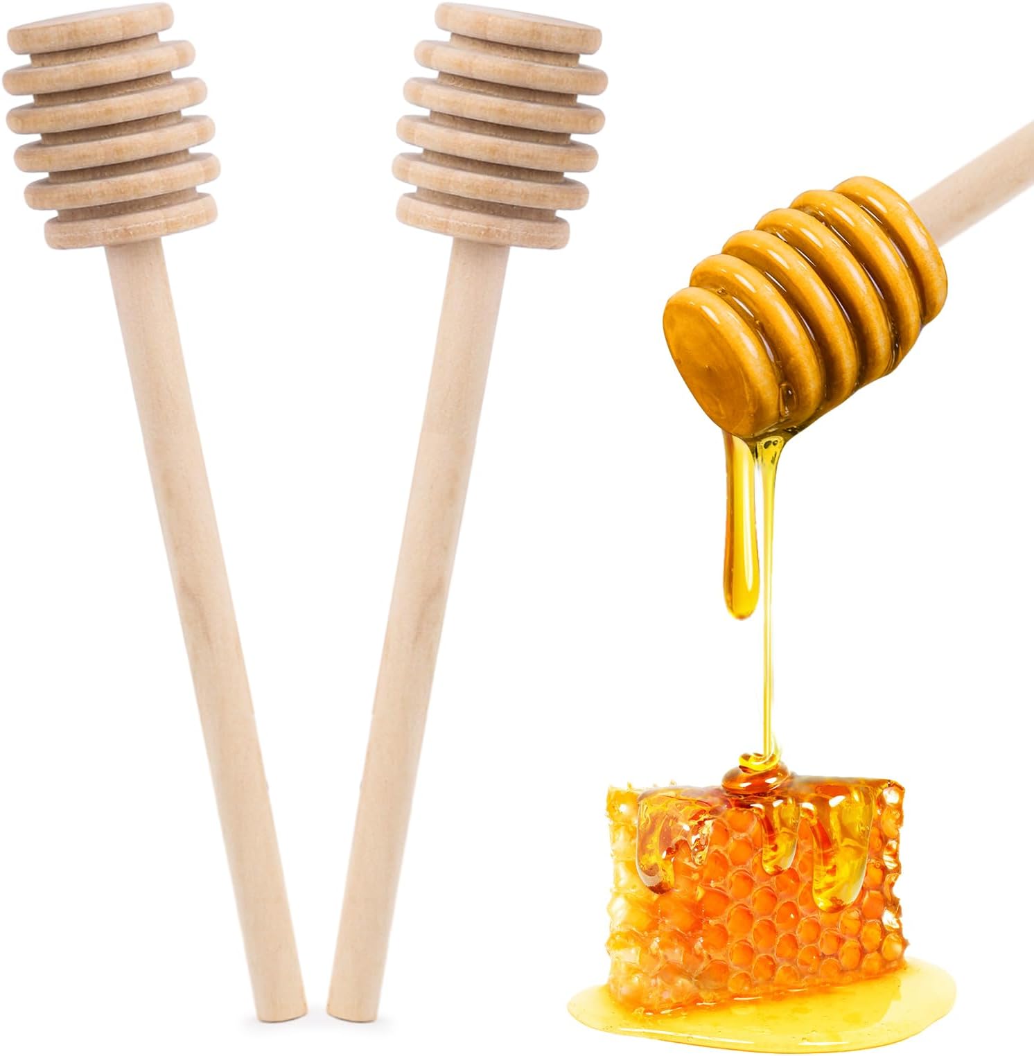 Amazon.com: Qianyu 2 Pcs Wooden Honey Mixing Stirrers 6 Inch / 15cm ...