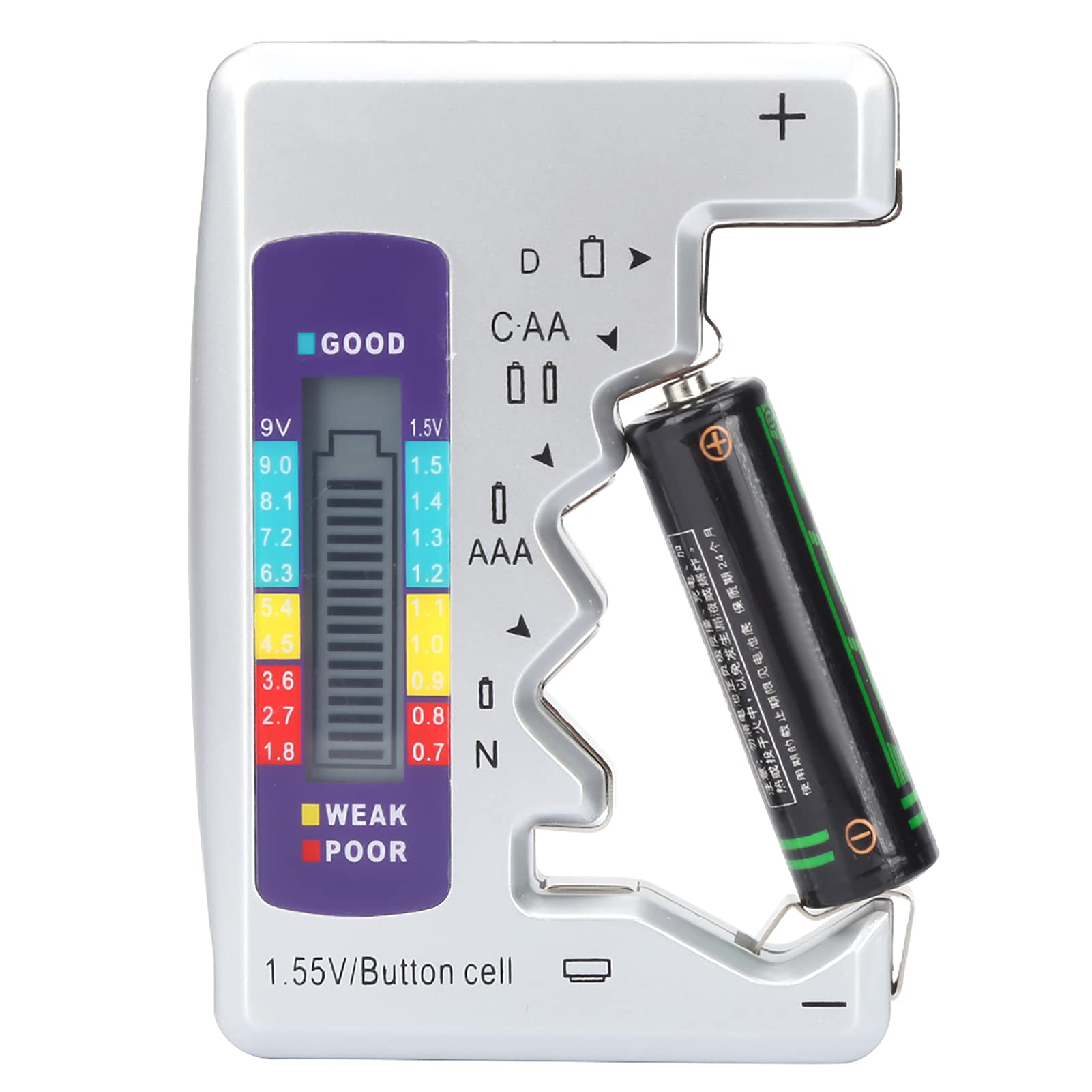 Digital Battery Tester, LCD Display Universal Batteries Checker ...