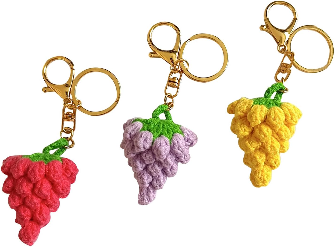 Ensiolau 3 Pcs Keychain Handmade Weaving Cute Grapes Keychains Gift for ...