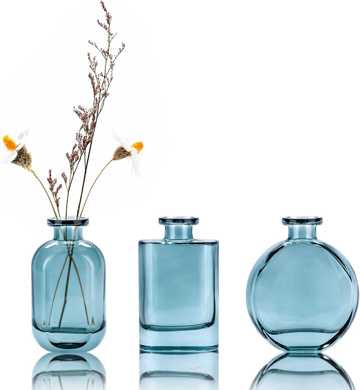 Amazon.com: WHJY Green Glass Vase Set of 3, Decorative Flower Vases for ...