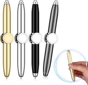 SevenMy Pack of 4 Fidget Spinner Pen, Metal Spinning Pen with Led Light ...