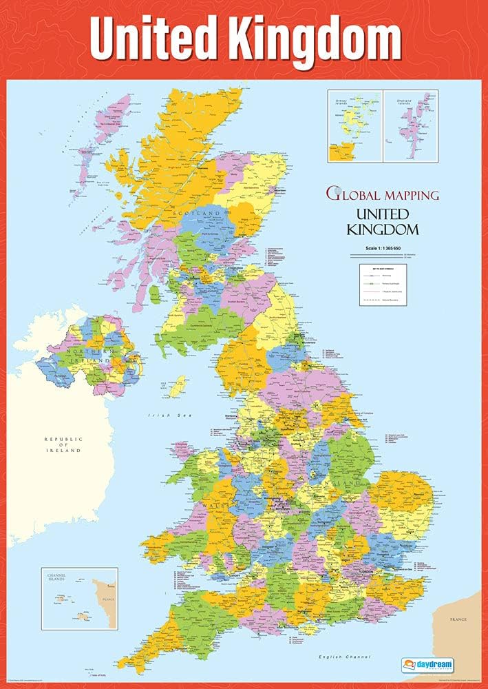 UK Postcode Wall Map - Large Wall Map - 120cm X 83cm - Clearly Shows ...