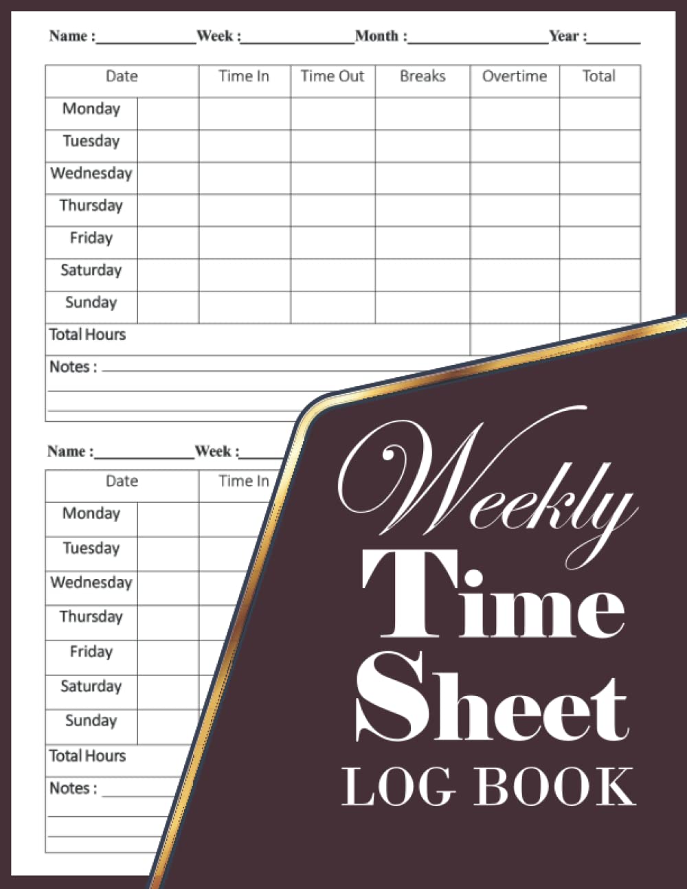 Buy WEEKLY TIME SHEET LOG BOOK: work hours logbook, employee time sheet ...