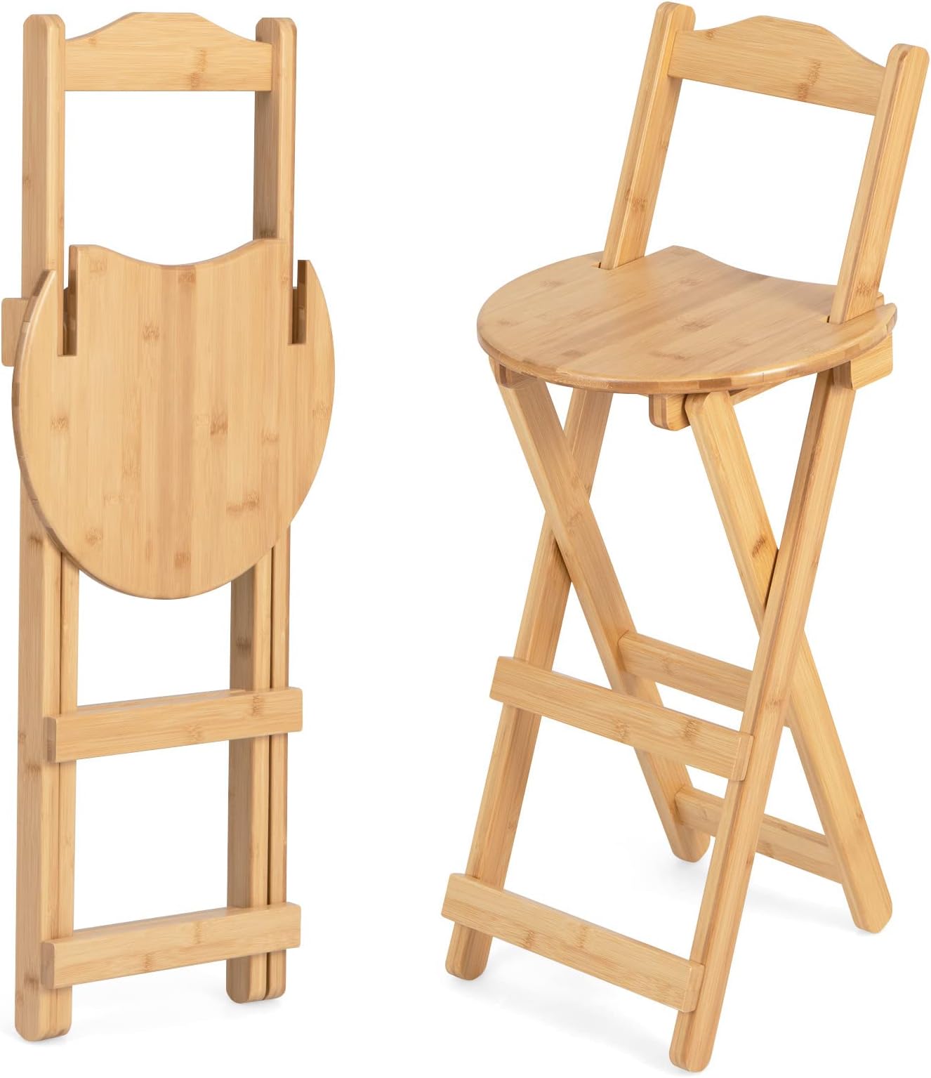HOMION Folding Breakfast Chair Wooden Bar Stool with Rubber Covered ...
