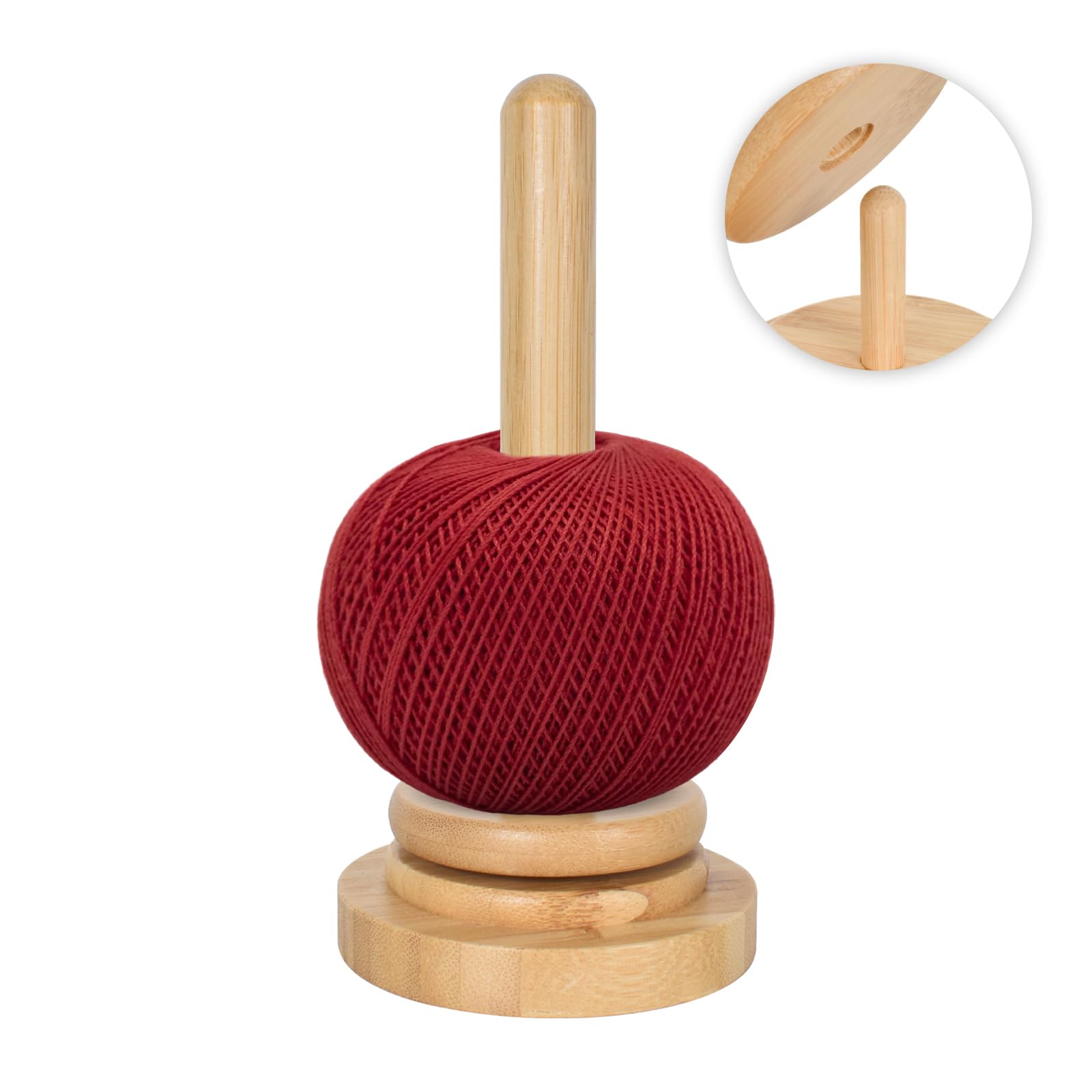 Emperoch Wooden Yarn Holder for Knitting and Crocheting, Round Yarn ...