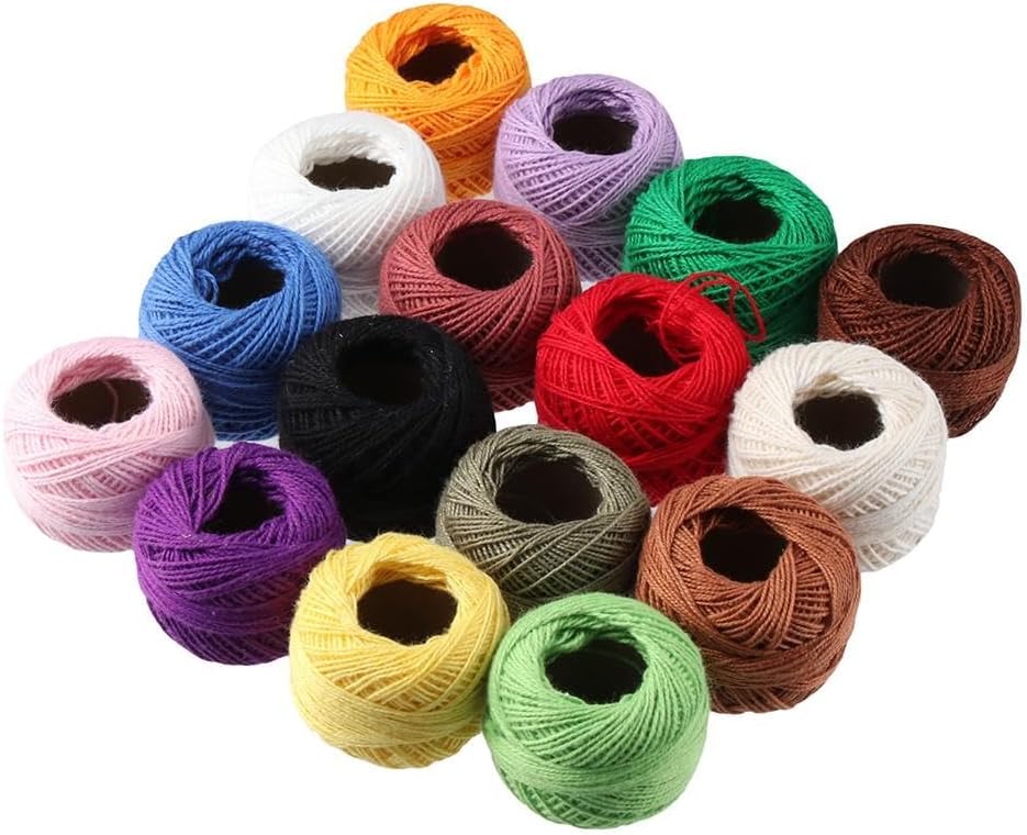 Amazon.com: 16Pcs Crochet Thread Set Balls, Colorful Cotton Thread Ball ...