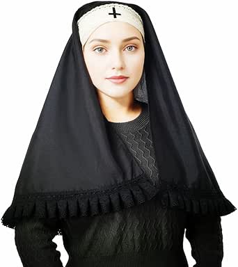 Amazon.com: BLESSUMEChurch Nun Hat Nun Veil Headband for Demonic Nun ...