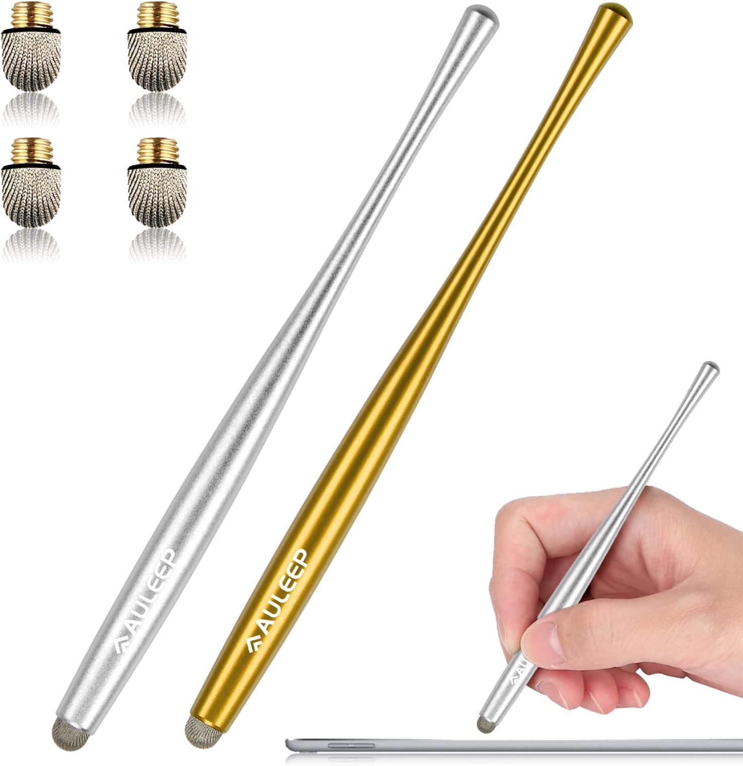AULEEP Capacitive Stylus Pen for Touch Screen 2 Pack with 4 Nanofiber ...