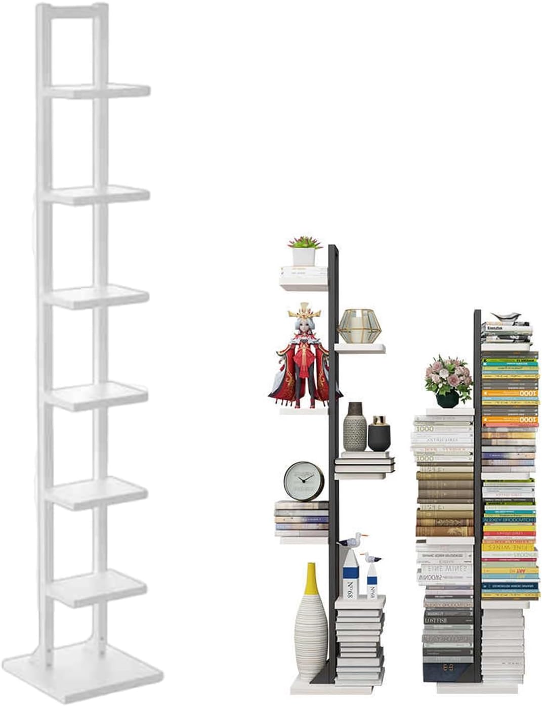 Amazon.com: Vertical Spine Bookshelf Tower, 5/6/7-Tier Metal Bookcase ...