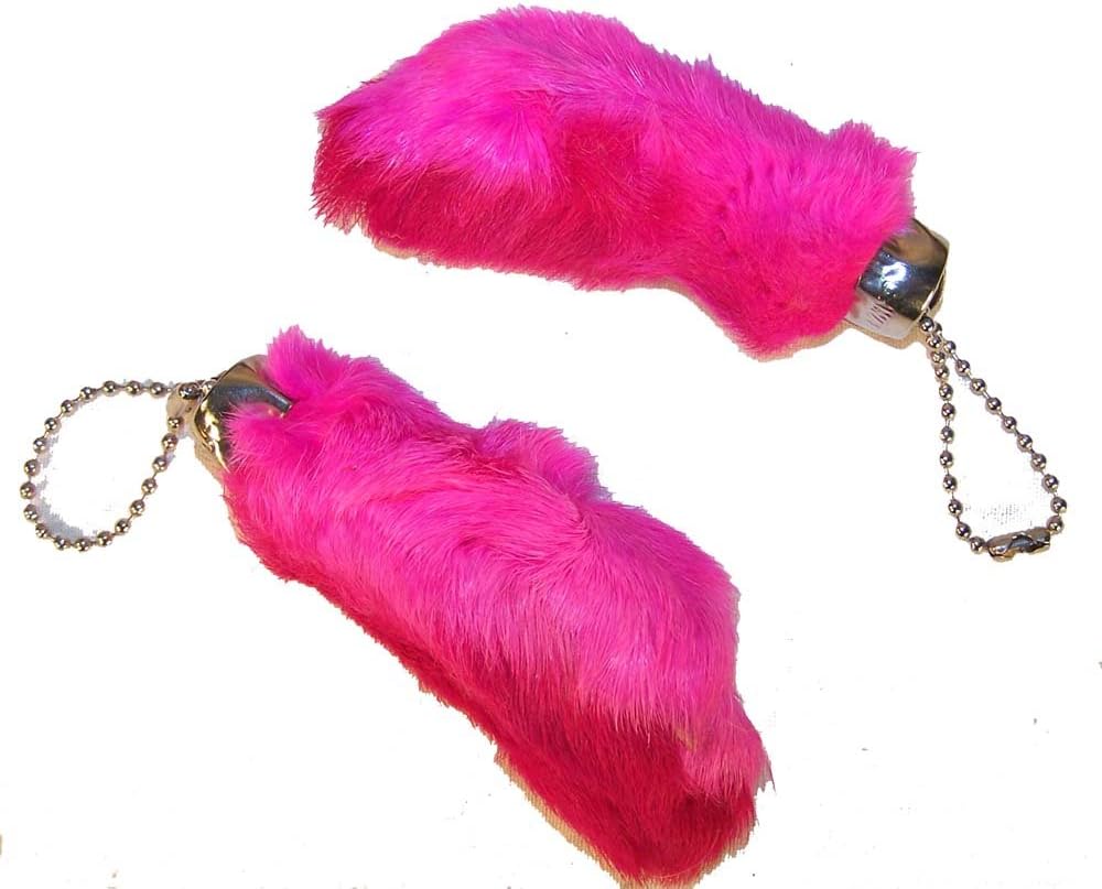 Amazon.com: 2 Pieces of Pink Color Novelty Real Rabbit Foot Key Chains ...