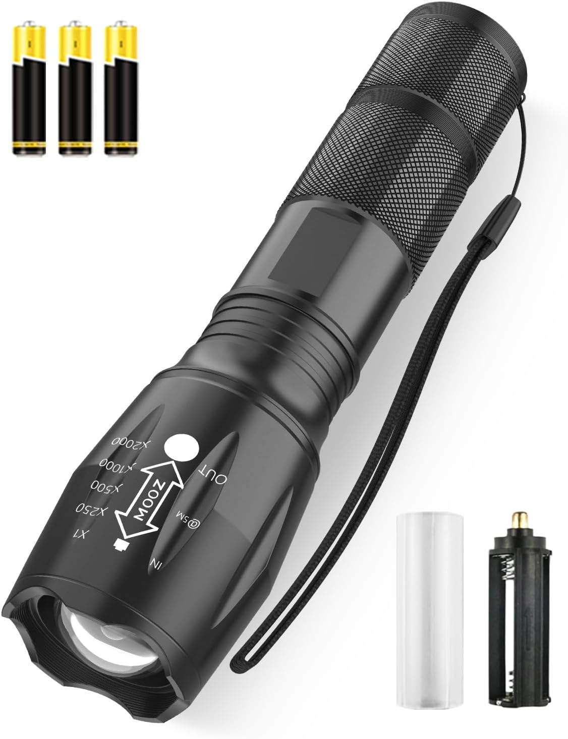 Jovrun 1 Pack LED Torch 2000 Lumens, 3 x AAA Batteries Included ...