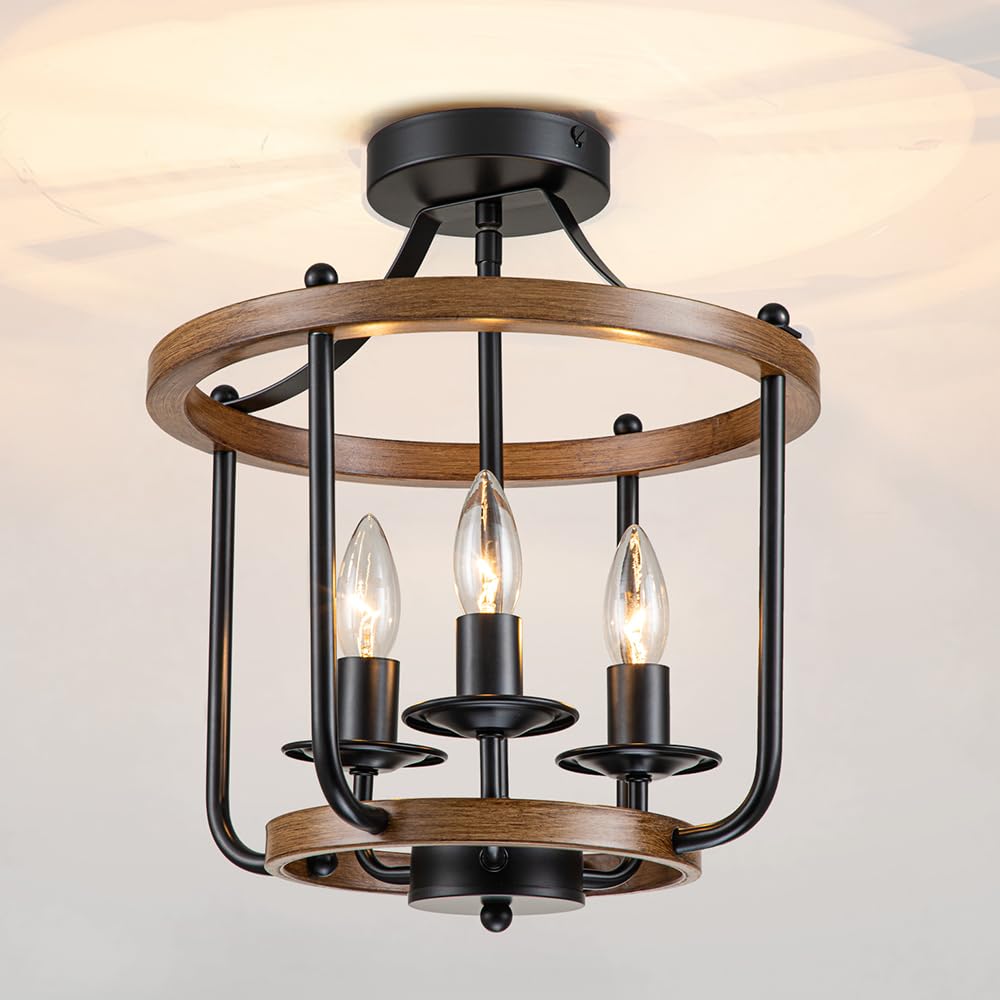 LMSOD Farmhouse Semi Flush Mount Ceiling Light Fixtures, Industrial ...
